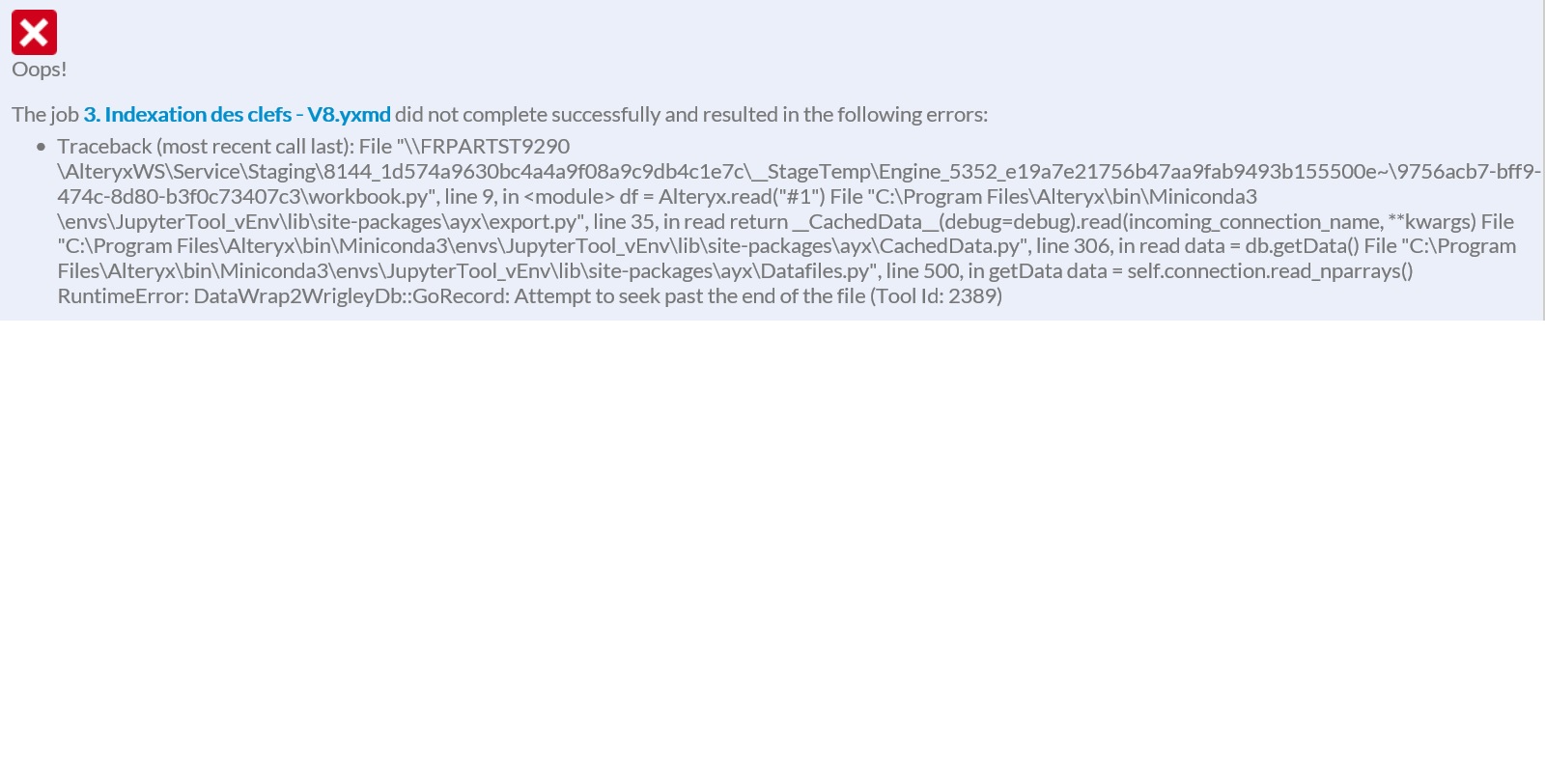 Alteryx Server Python Error - Alteryx Community